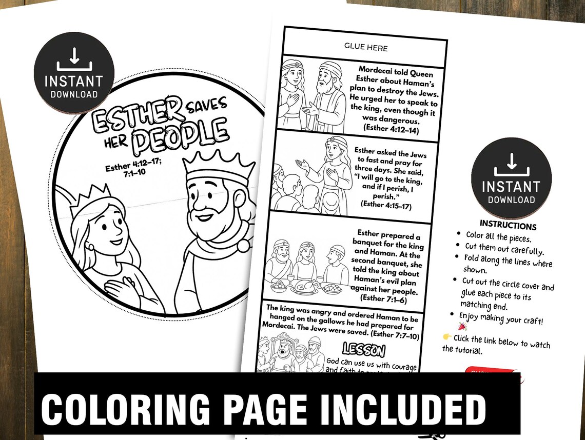Esther Bible Story Craft, Folding Surprise Activity (digital Download ...