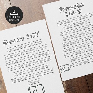 30 Bible Verses Tracing Sheets | Digital Download Tracing Practice ...