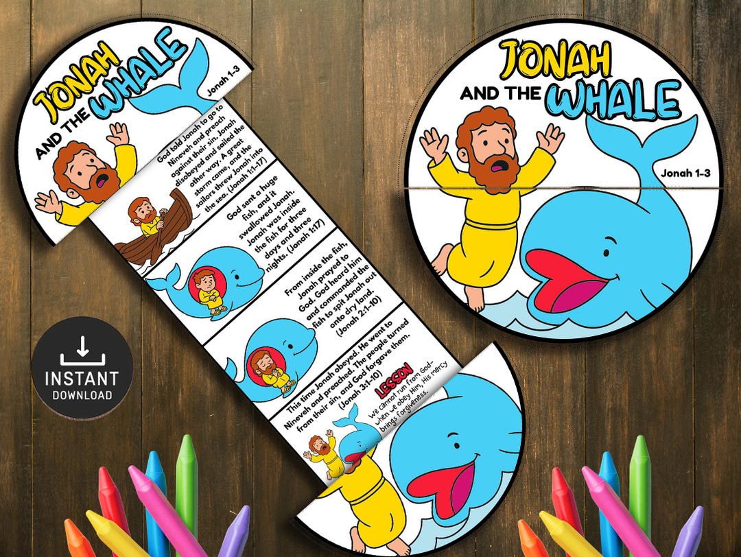 Jonah and the Whale Folding Surprise Bible Craft, Kids Bible Lesson ...