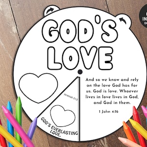 Gods Love Scripture Coloring Wheel, Printable Bible Valentine Activity ...