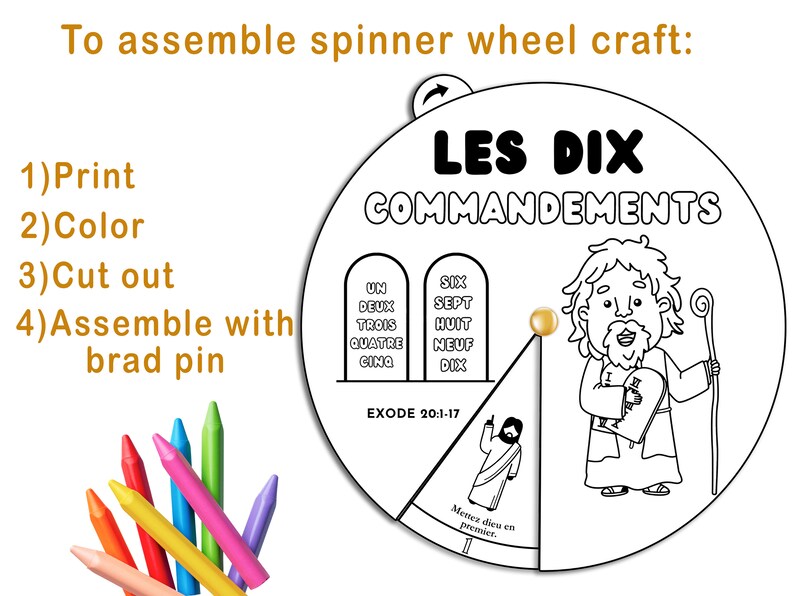 Ten Commandments Coloring Wheel, Bible Activity, Kids Bible Lesson ...
