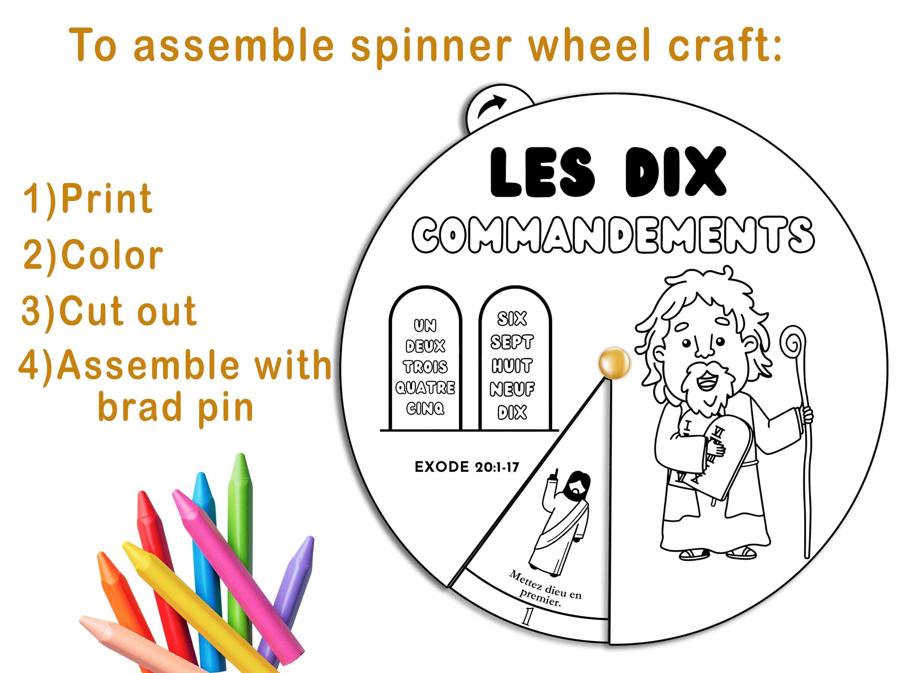 Ten Commandments Coloring Wheel, Bible Activity, Kids Bible Lesson ...