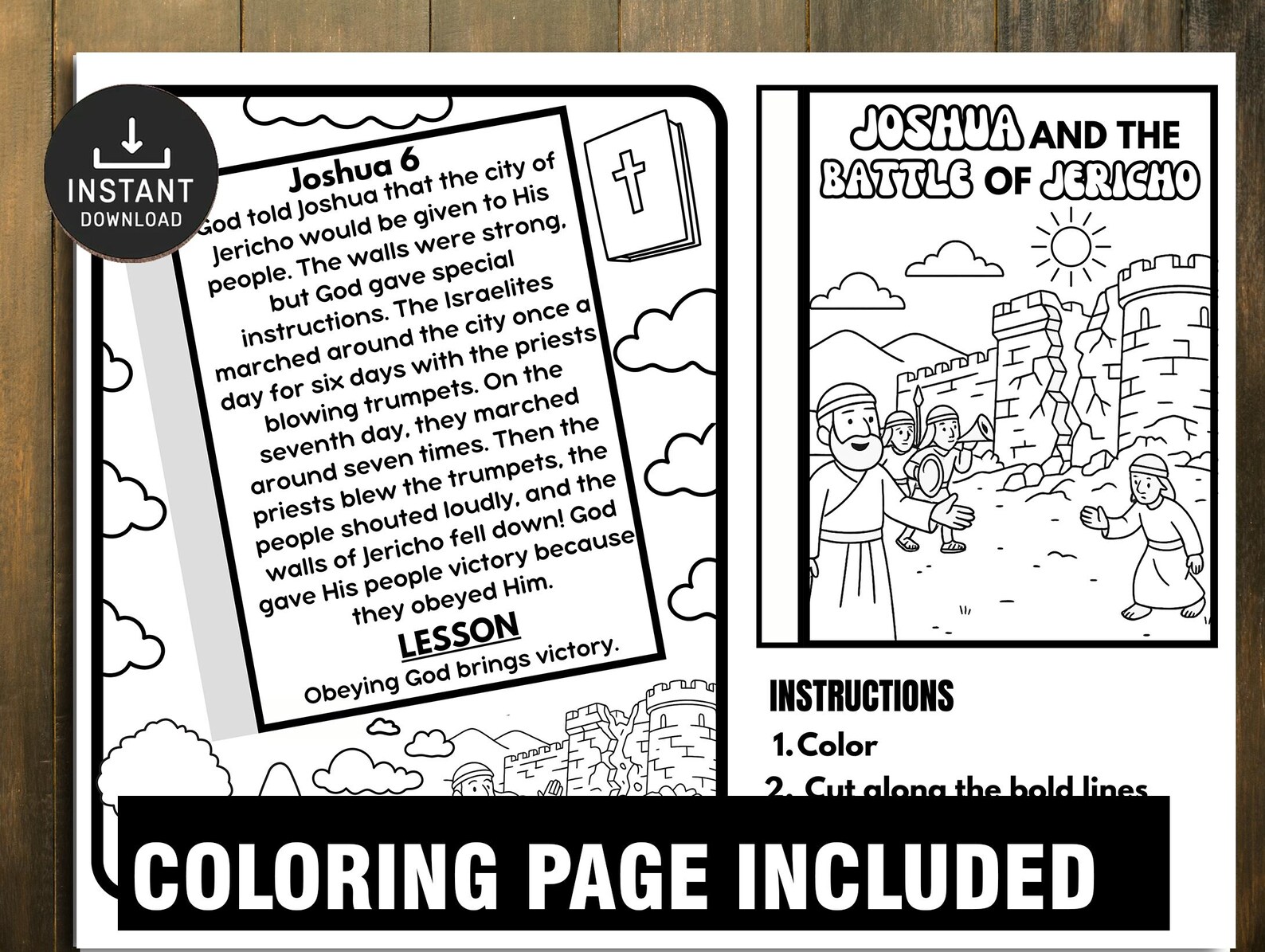 Joshua and the Battle of Jericho Mini Book, Sunday School Craft, Bible ...