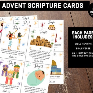Advent Scripture Cards, Advent Calendar, Watercolor, Floral, Nativity ...