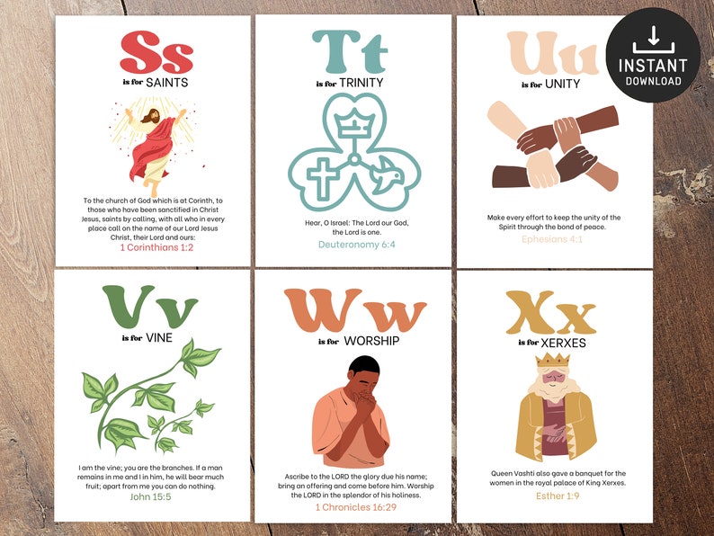 ABC Scripture Cards Flash Cards Memorization Bible Verses Alphabet Card ...