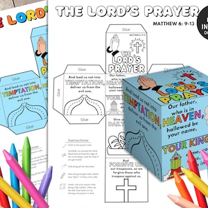 Printable Lords Prayer Cube for Kids, Lord's Bible Verse Sunday School ...