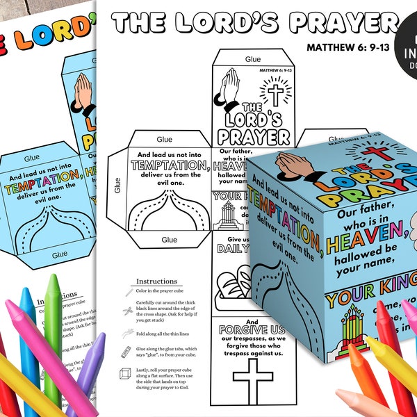 Sunday School Prayer Cube Printable Lord's Prayer Kids' Sunday School ...