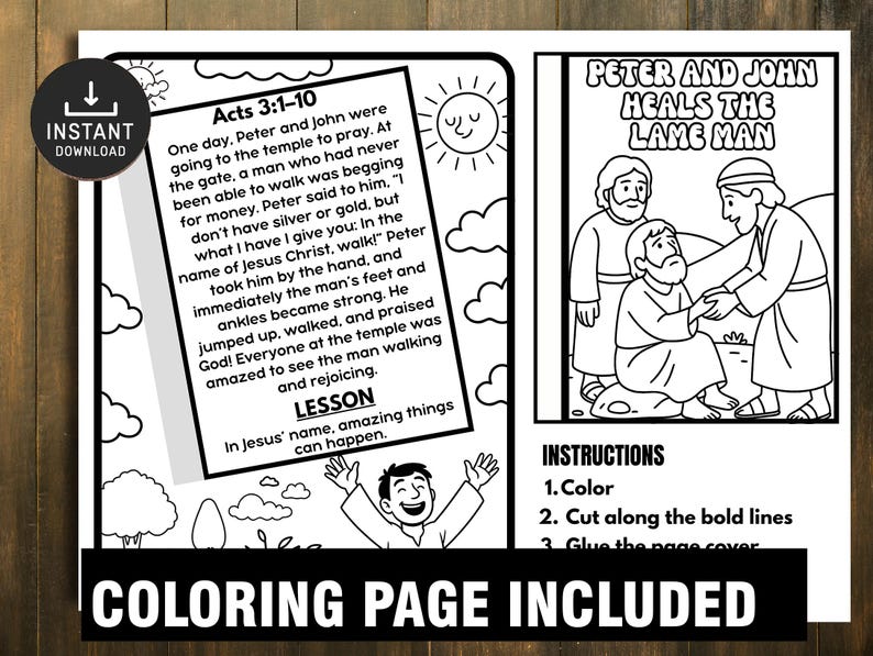 Peter and John Heals the Lame Man Bible Story Craft, Bible Lesson ...