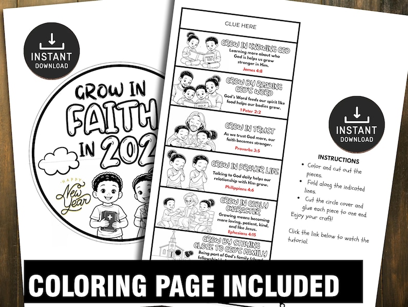 Grow in Faith in 2026 Folding Surprise, New Year Craft, Kids Bible ...