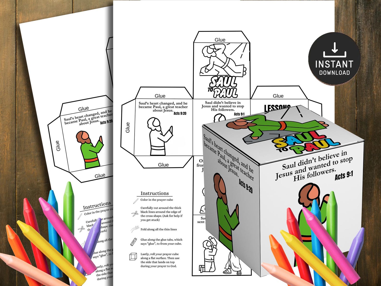 Saul to Paul Coloring Cube, Printable Bible Activity, Kids Bible Lesson ...
