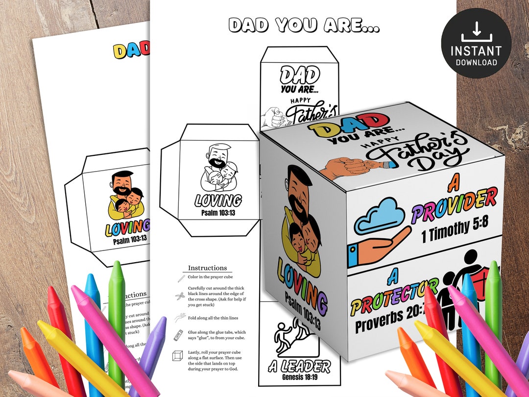 Father's Day Coloring Cube, Bible Craft for Dad, Sunday School Craft ...