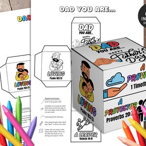 Father's Day Coloring Cube, Bible Craft for Dad, Sunday School Craft ...