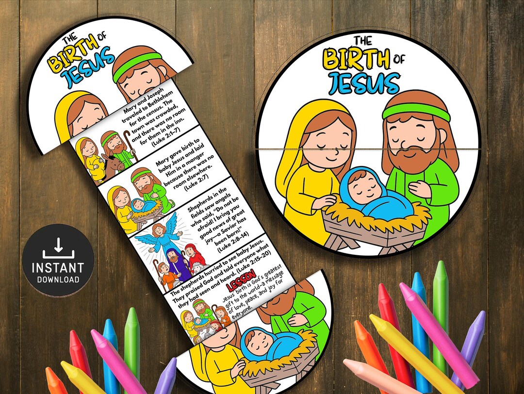 The Birth of Jesus Folding Surprise Bible Story Craft, Kids Bible ...