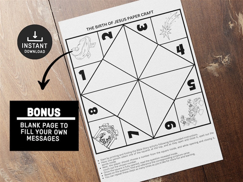 The Birth of Jesus, Fortune Teller, Cootie Catcher, Bible Story ...