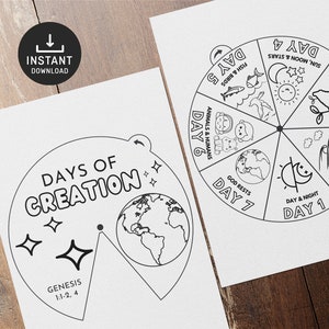 Days of Creation Coloring Wheel, Bible Activity, Kids Bible Lesson ...
