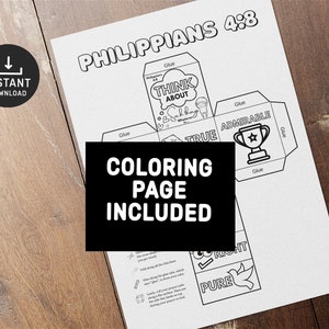 Think About Such Things Philippians 4:8 Coloring Cube, Bible Activity ...