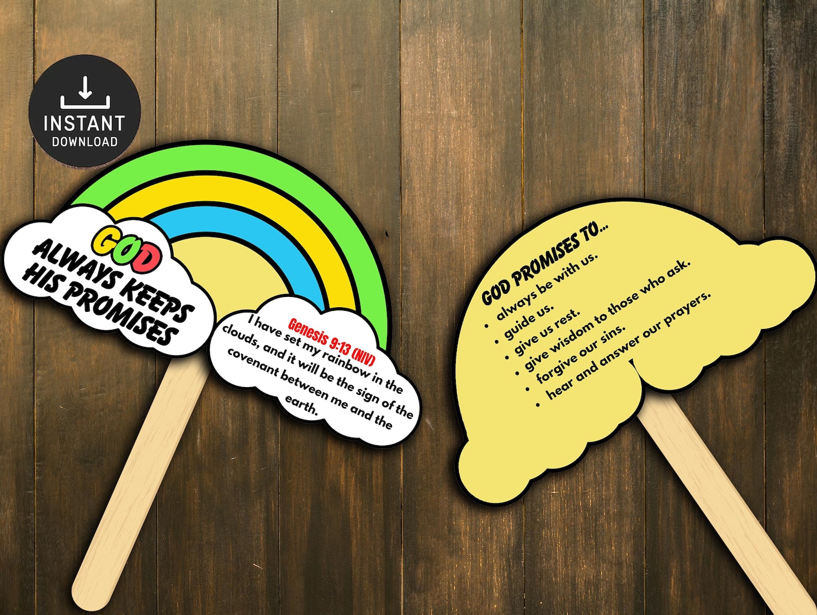 God's Promises Rainbow Fan Craft, Sunday School Lessons, Bible Activity ...