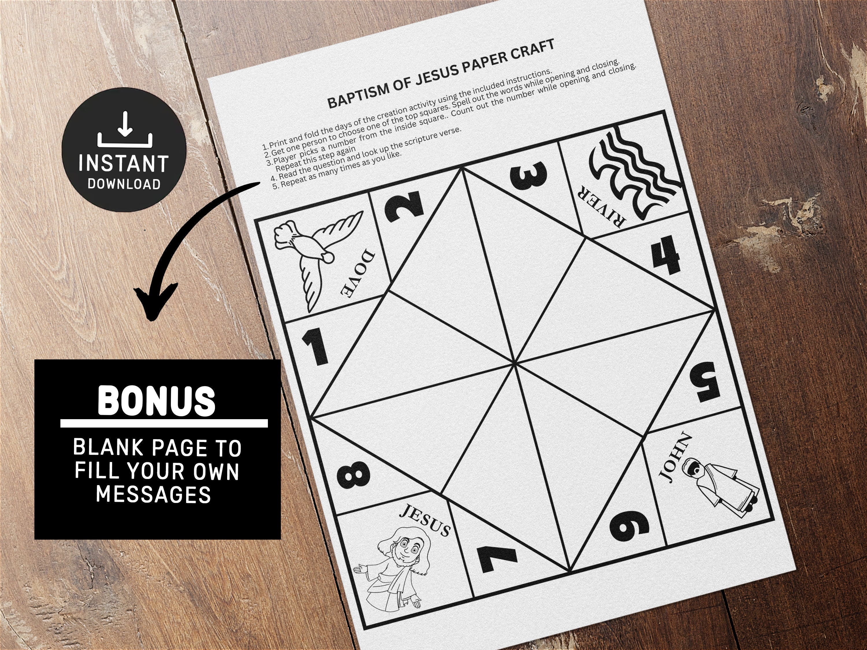 Baptism of Jesus Craft Jesus Baptized Fortune Teller Cootie - Etsy