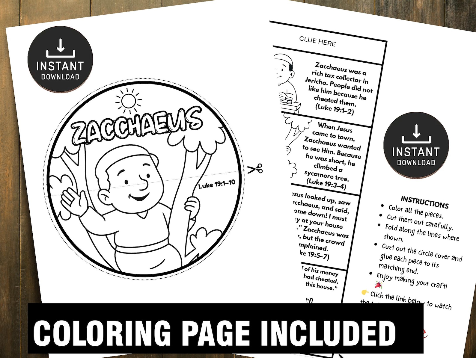 Zacchaeus Folding Surprise Bible Story Craft, Bible Lesson, Jesus and ...
