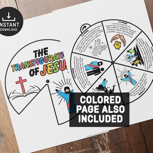 The Transfiguration of Jesus Coloring Wheel, Easter Craft, Bible ...