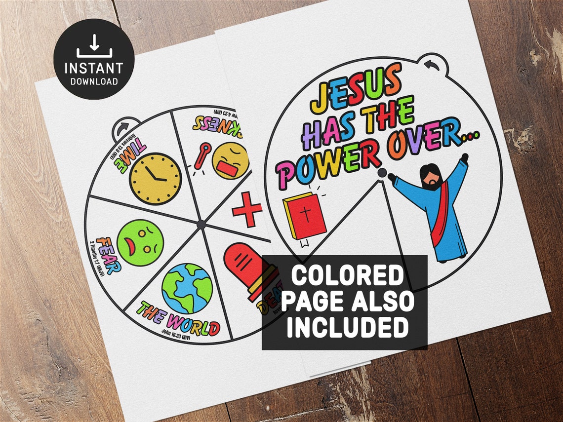 Jesus Has the Power Coloring Wheel, Kids Bible Lesson, Sunday School ...