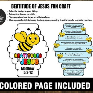 Beatitudes Fan Craft for Kids, Printable Bible Verse Activity, Kids ...