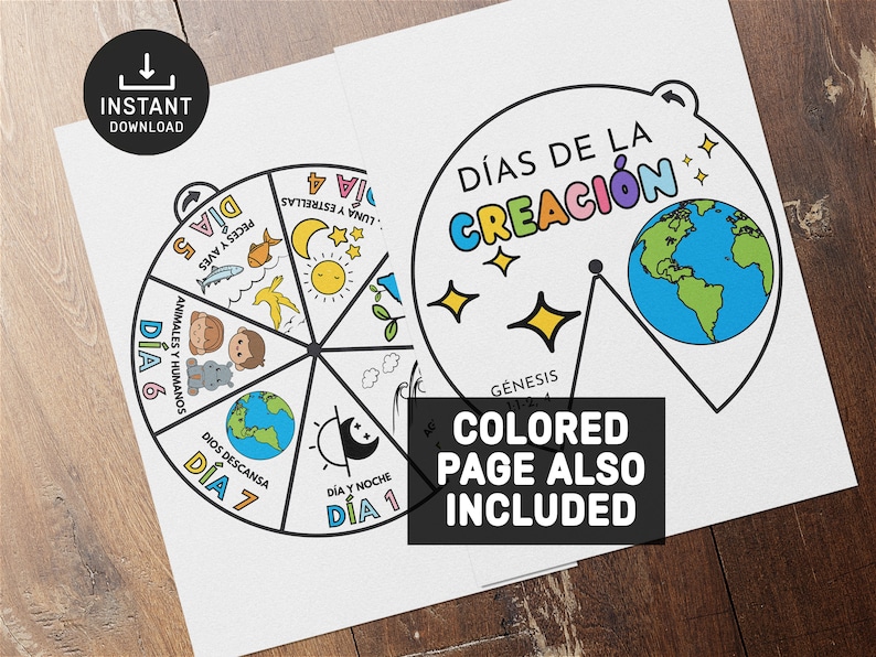 Days of Creation Coloring Wheel, Bible Activity, Kids Bible Lesson ...