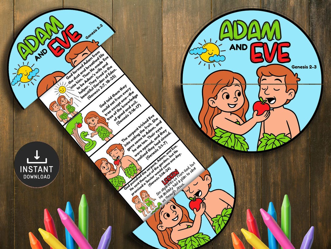 Adam and Eve Folding Surprise Bible Story Craft, Kids Bible Lesson ...
