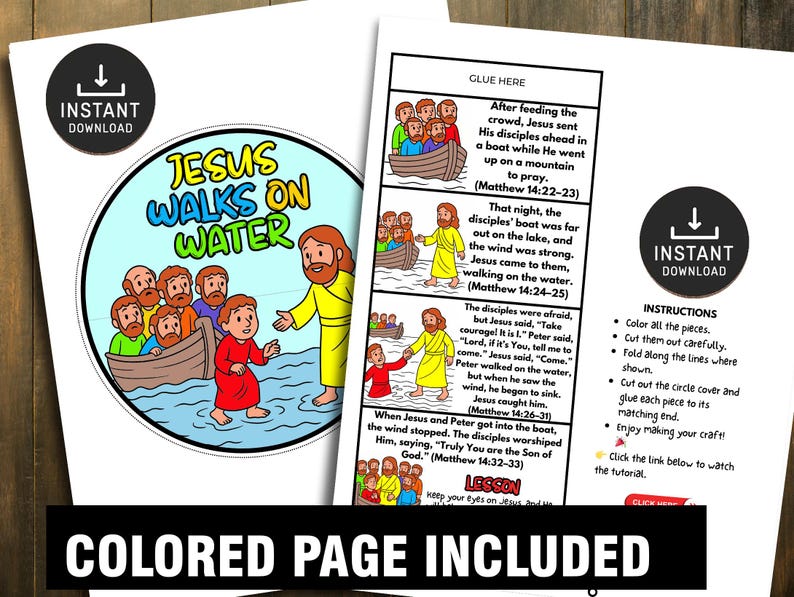Jesus Walks on Water Bible Story Craft, Sunday School (digital Download ...