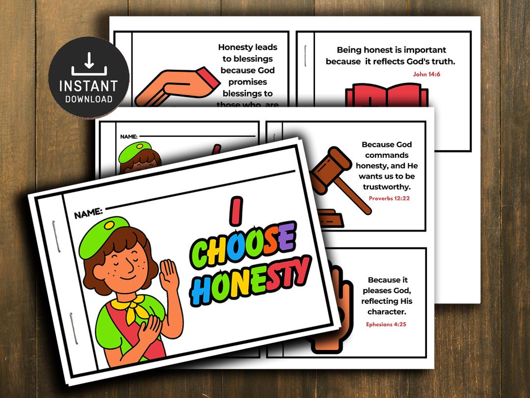 I Choose Honesty Mini Book, Printable Bible Activity, Kids Bible Lesson ...