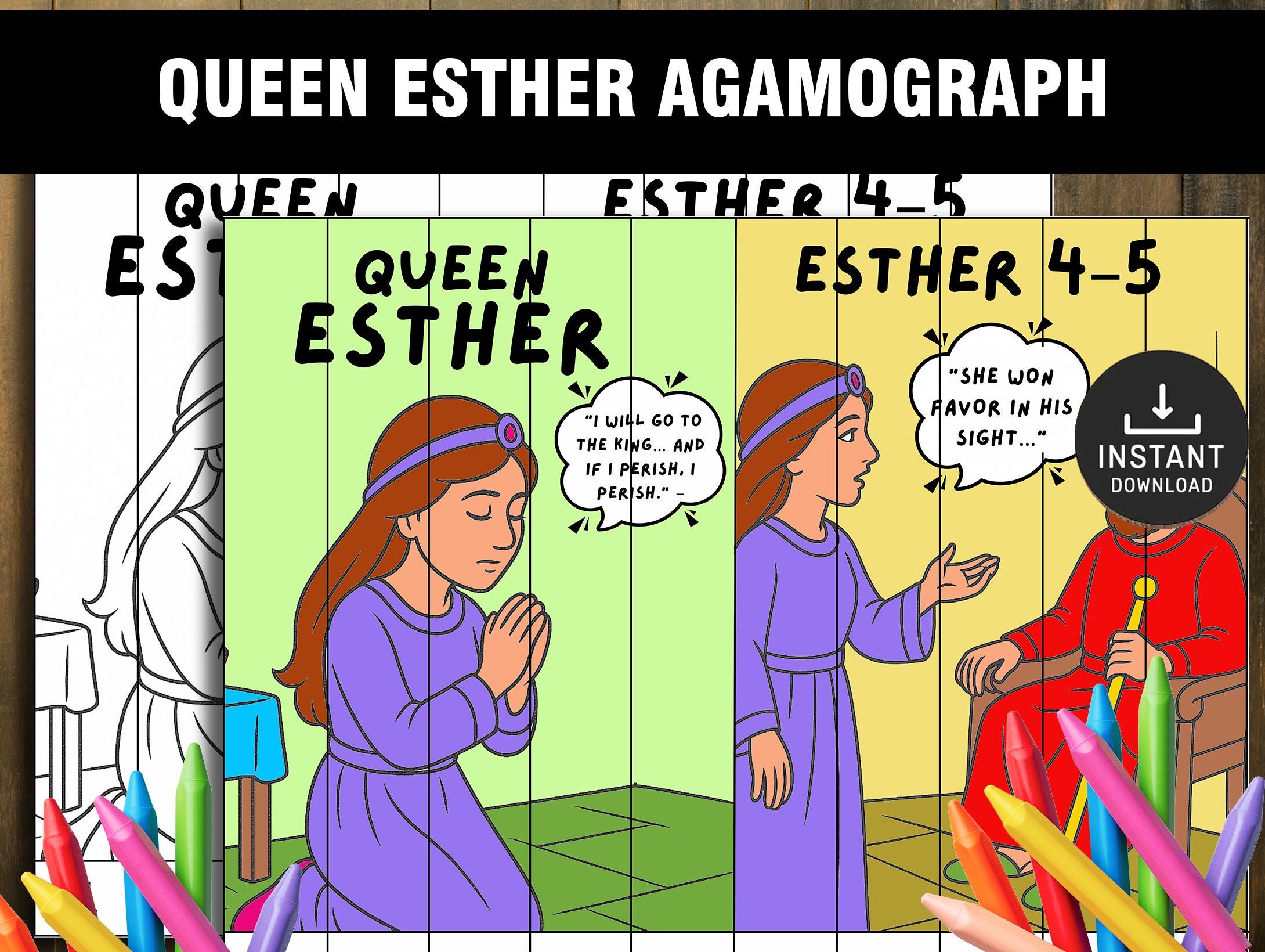 Queen Esther Agamograph, Bible Story Craft, Bible Lesson, Bible Craft ...