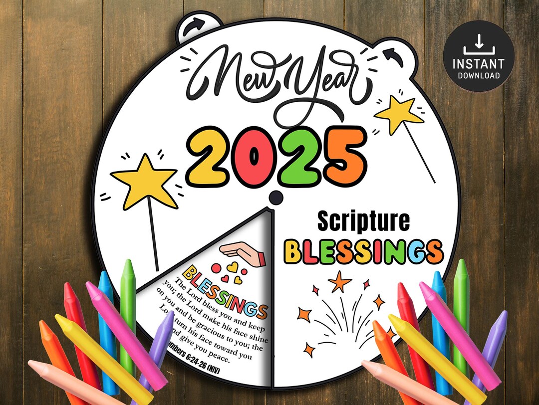 New Year 2024 Blessing Coloring Wheel, Bible Activity, Kids Bible ...