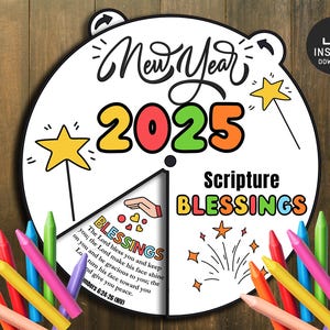 New Year 2024 Blessing Coloring Wheel, Bible Activity, Kids Bible ...