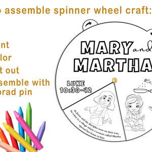 Mary and Martha With Jesus Coloring Wheel, Printable Bible Activity ...