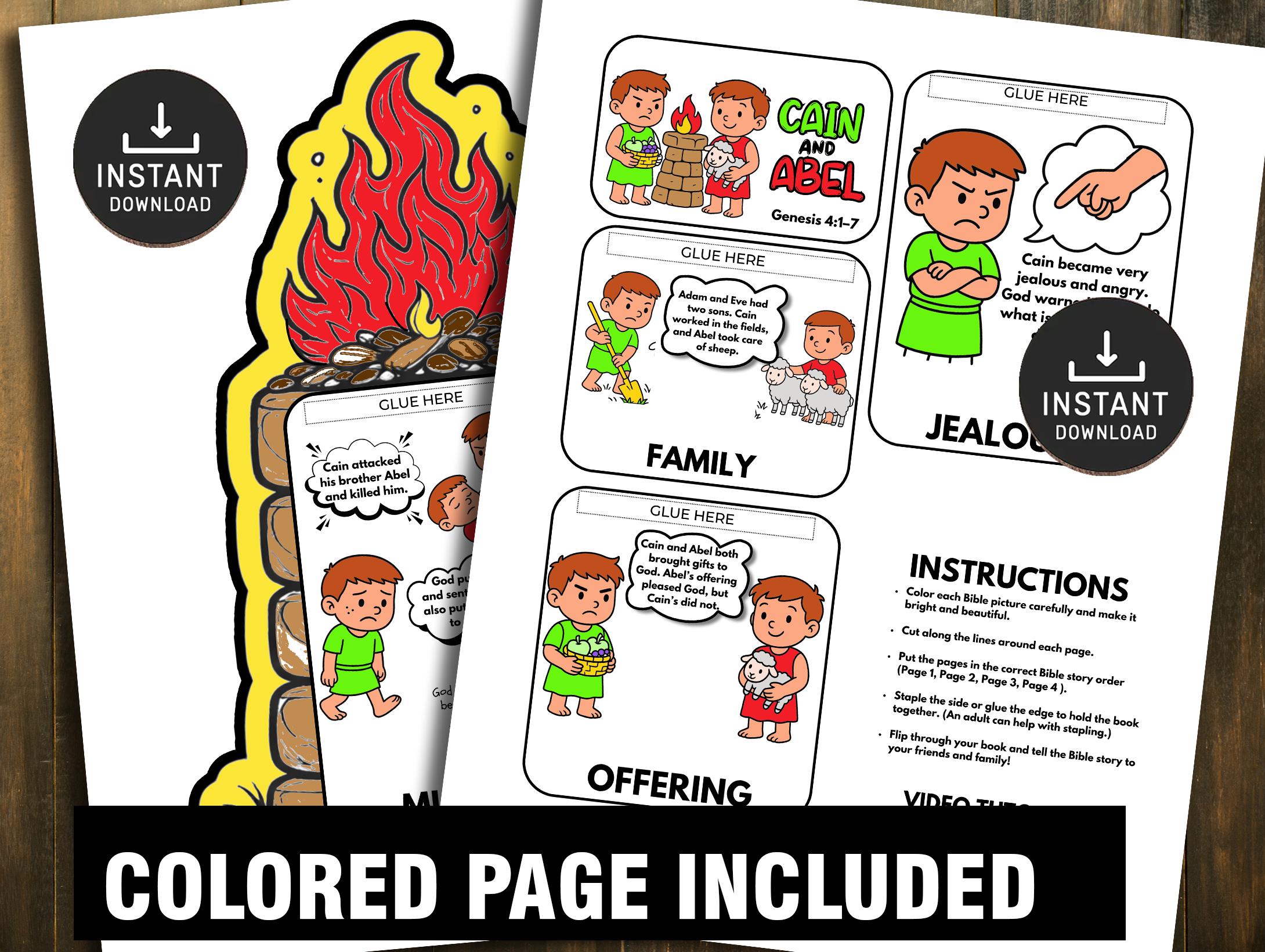 Cain and Abel Flipbook Bible Craft for Kids, Memory Game, Sunday School ...