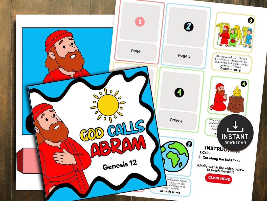 God Calls Abraham Bible Story Mini Book, Sunday School Craft - Etsy ...