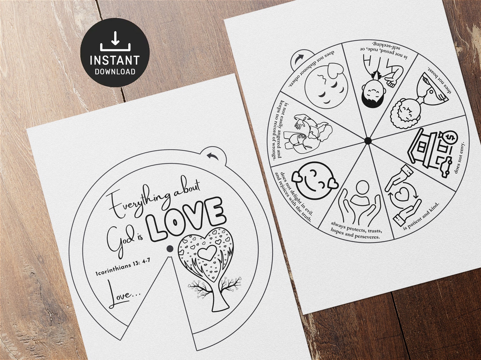 God is Love Coloring Wheel for Preschoolers, Bible Activity, 1 Cor 13 ...