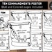 Ten Commandments Flash Card, Printable Bible Activity, Watercolor, Kids ...