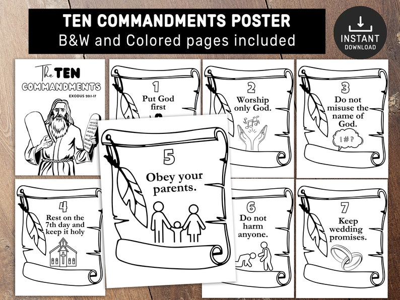 Ten Commandments Flash Card Printable Bible Activity - Etsy