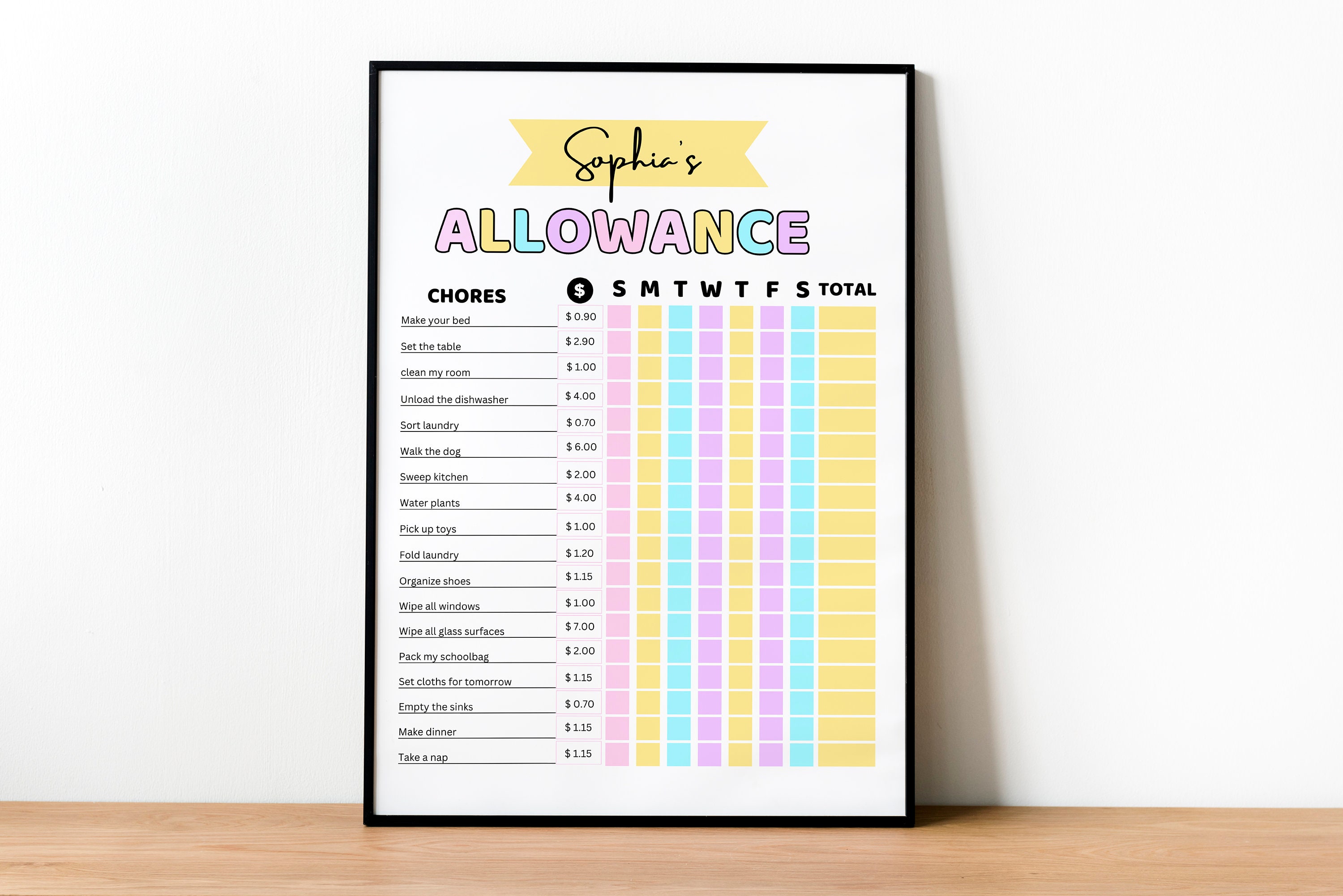 Editable Allowance Tracker Kids | Earn Money Chart | Daily Weekly ...