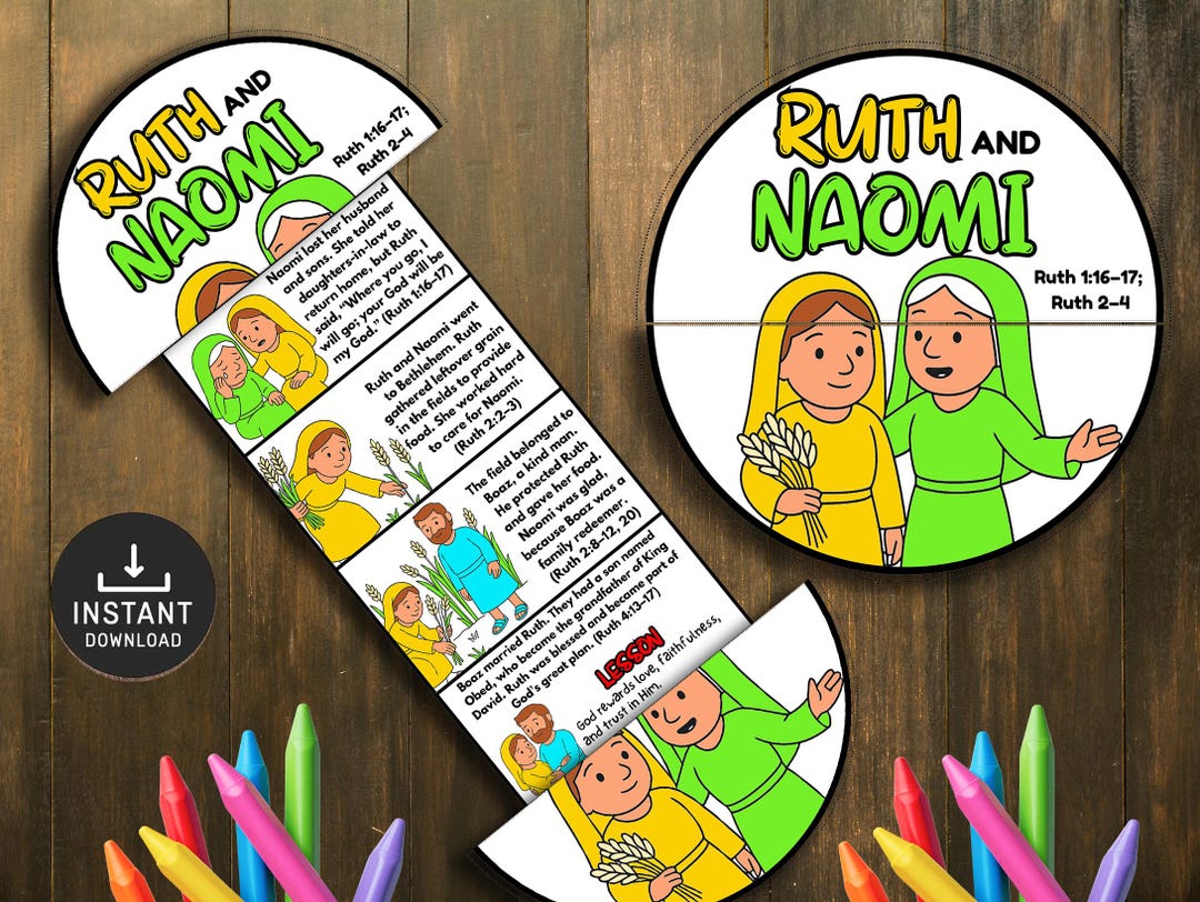 Ruth and Naomi Folding Surprise Bible Story Craft, Kid Bible Lesson ...