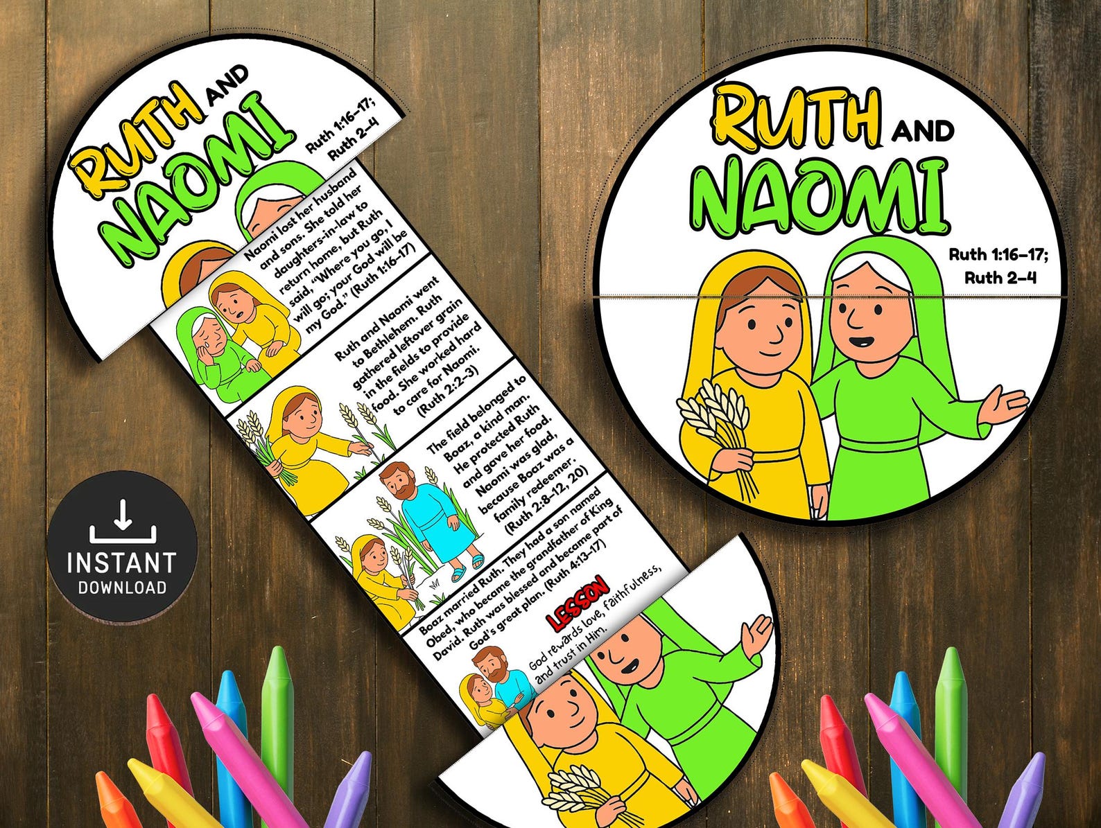 Ruth and Naomi Folding Surprise Bible Story Craft, Kid Bible Lesson ...