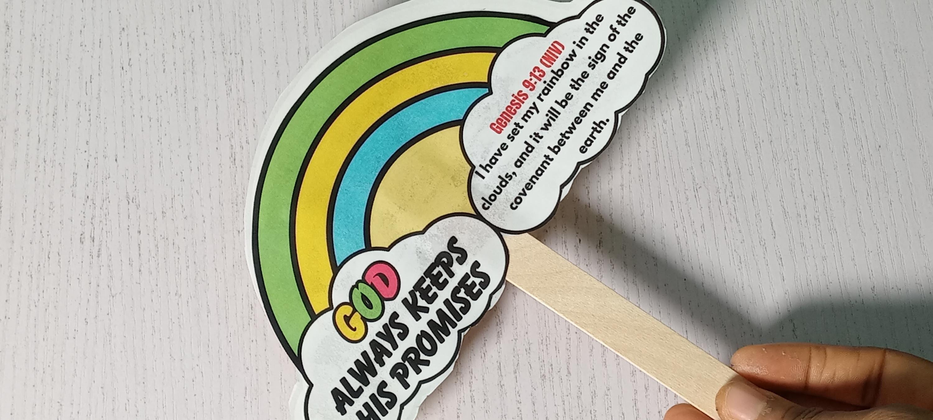 God's Promises Rainbow Fan Craft, Sunday School Lessons, Bible Activity ...