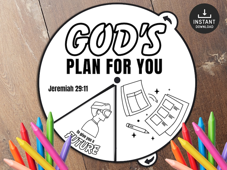 Gods Plan for You Coloring Wheel, Bible Story Activity, Kids Bible ...