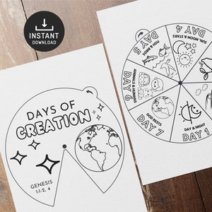 Days of Creation Coloring Wheel, Bible Activity, Kids Bible Lesson ...