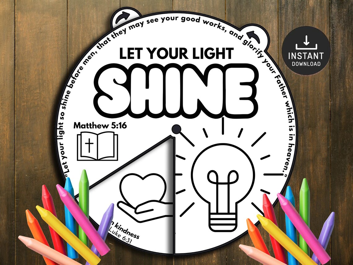 Let Your Light Shine Coloring Wheel, Sunday School Craft, Great ...