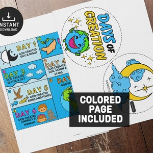 Days of Creation Bible Story Activity, Sunday School Craft, Printable ...