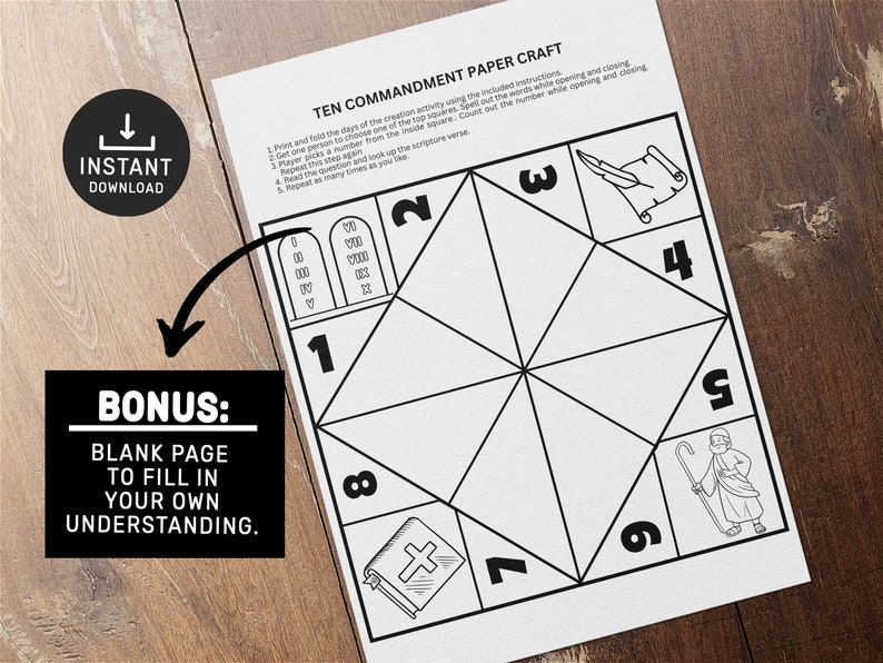 Ten Commandments Bible Story Activity Watercolor Kids Bible - Etsy Canada