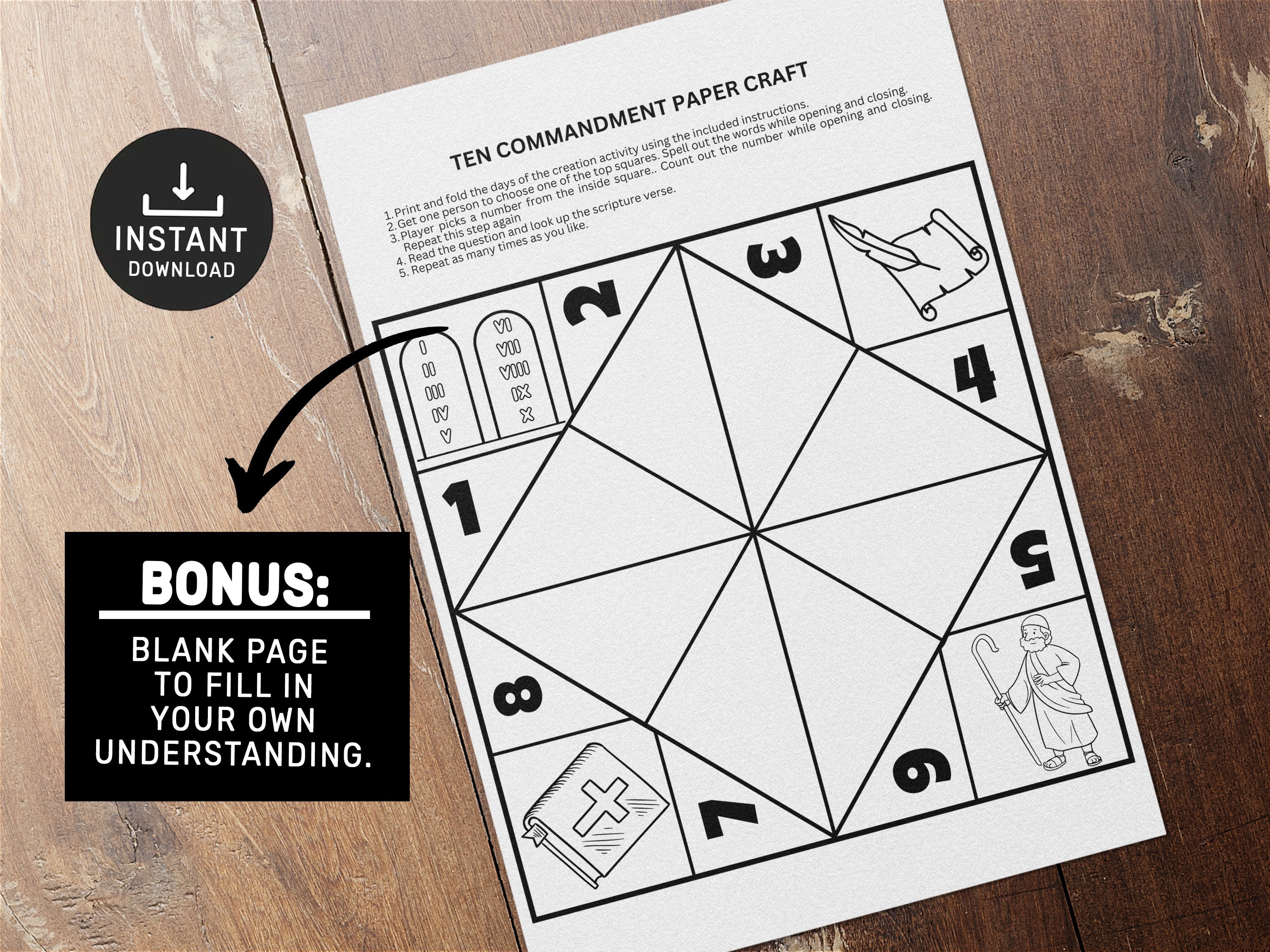 Ten Commandments Bible Story Activity Watercolor Kids Bible - Etsy Canada