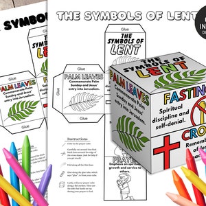 Lent Symbols Coloring Cube, Lent Activity for Kids, Ash Wednesday Bible ...